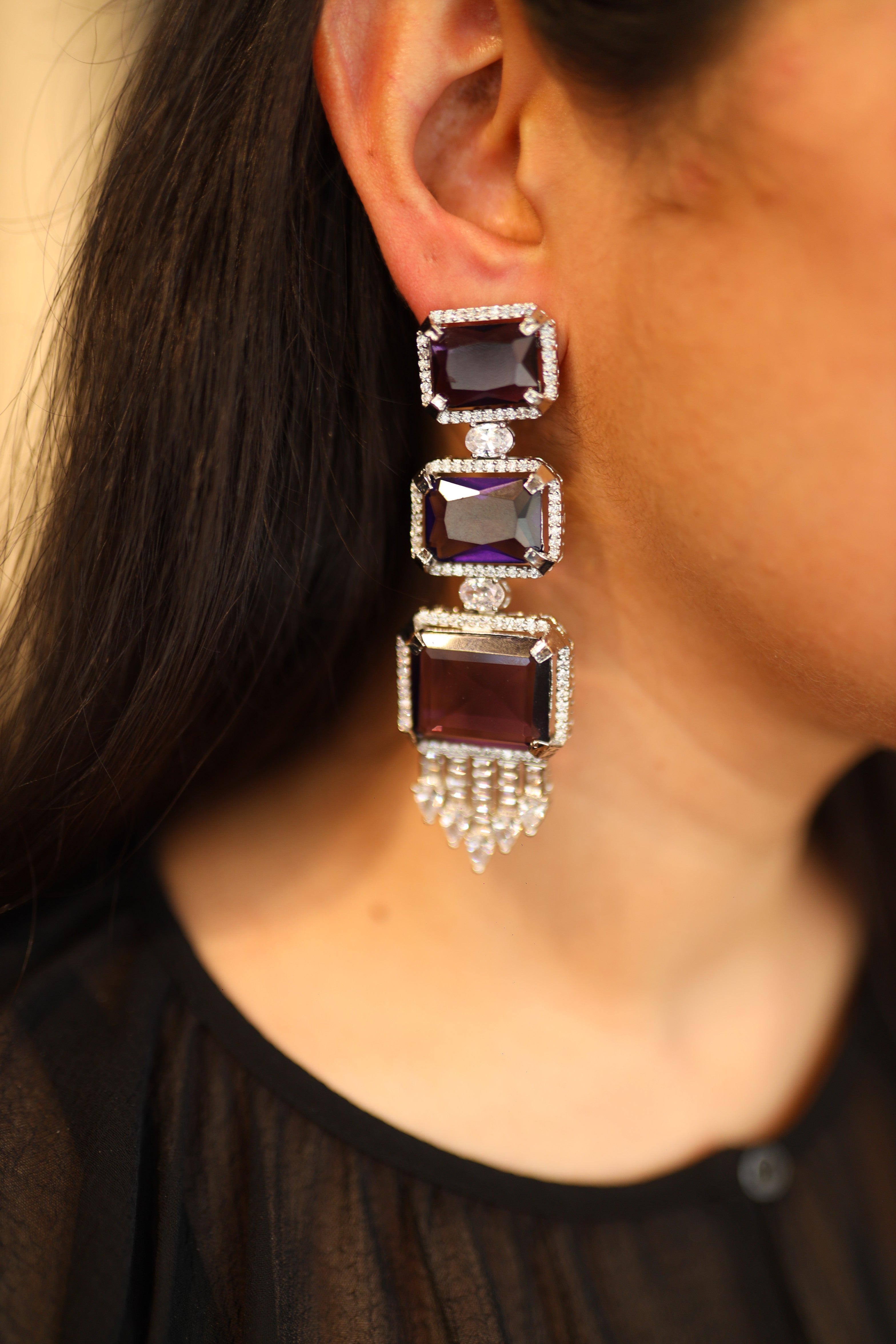 Diva Cocktail Earrings - Wine – Ishil