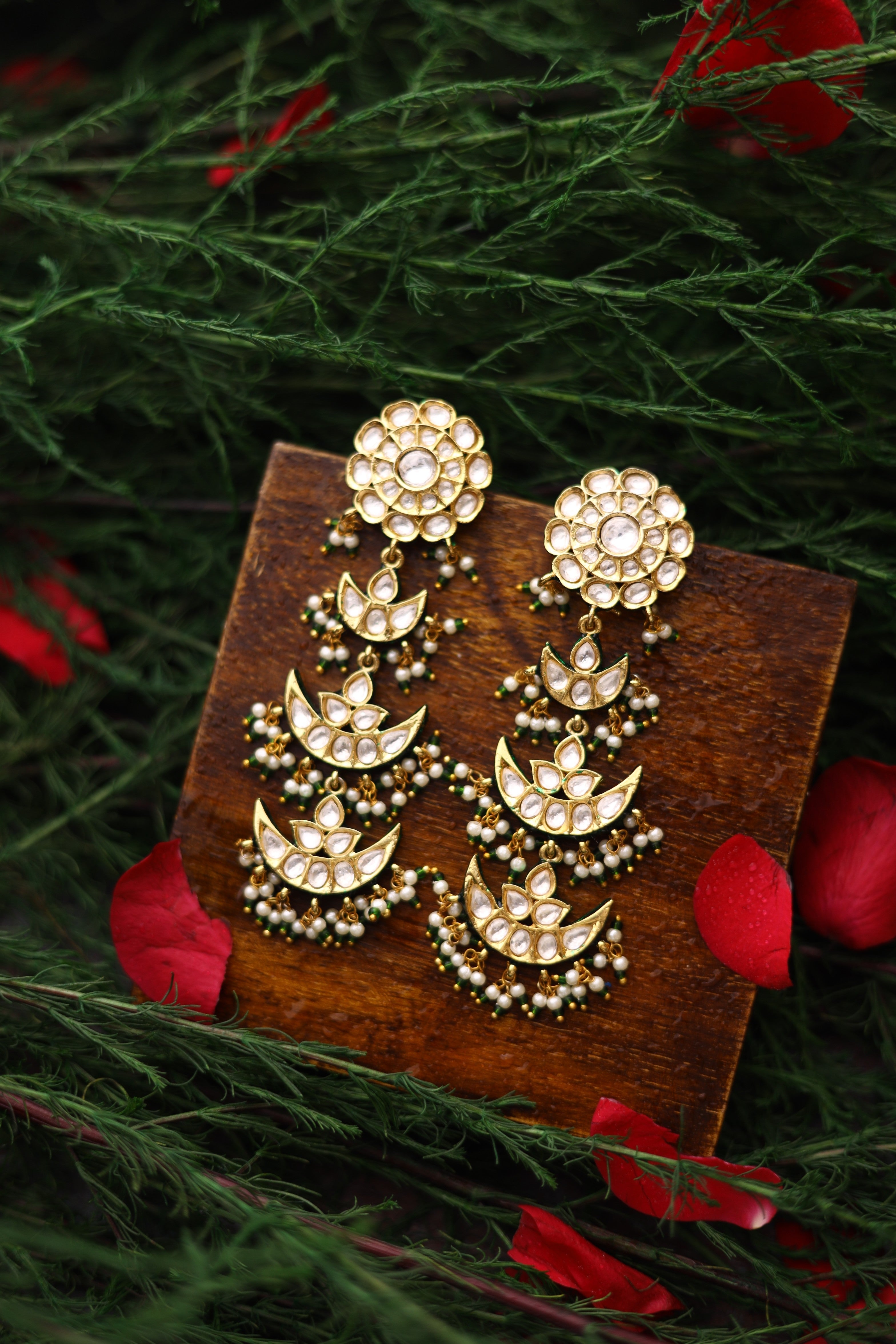 Nisha Layered Kundan Earrings – Ishil