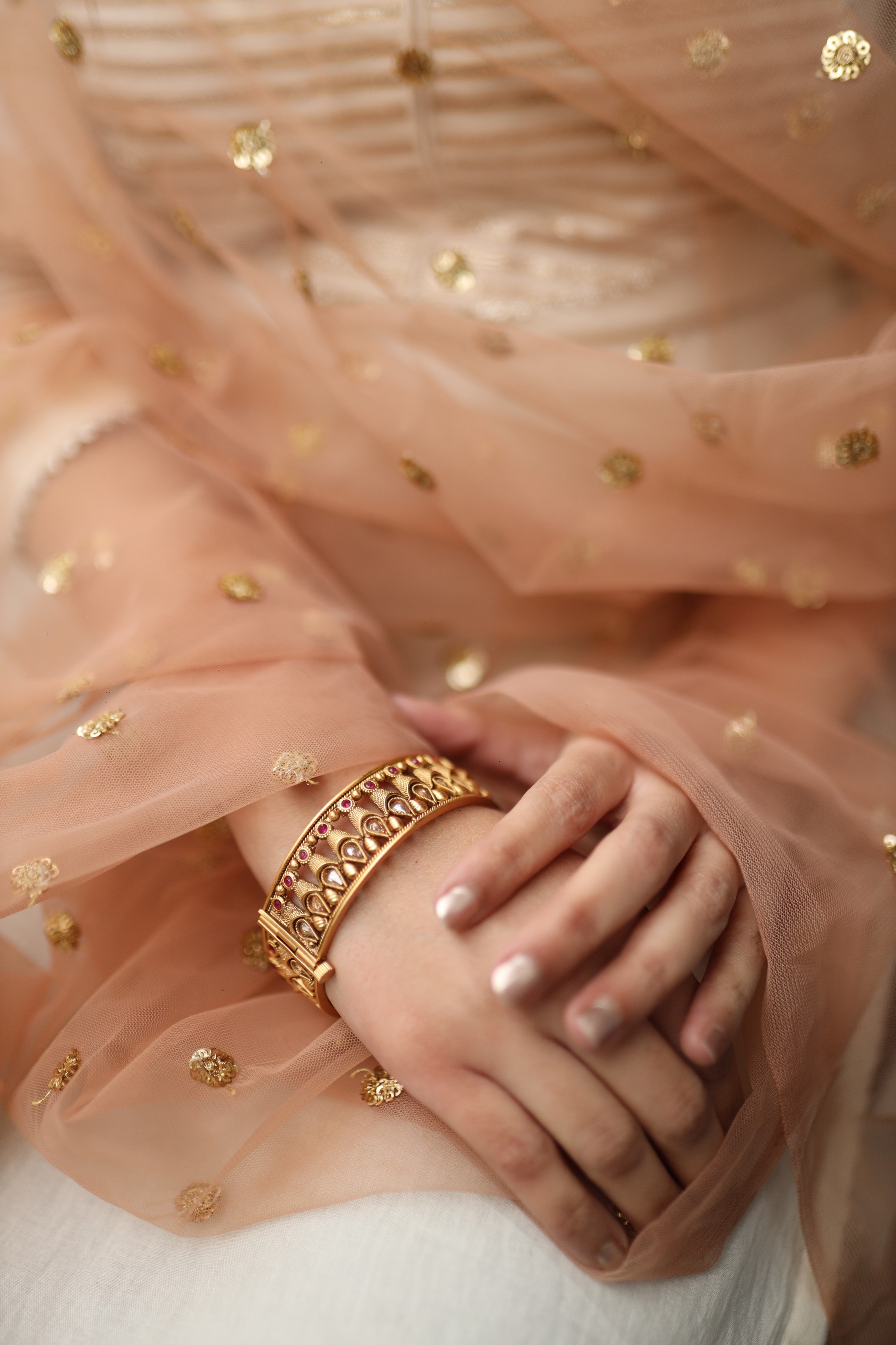 Ruby and Gold Temple Bangle – Ishil